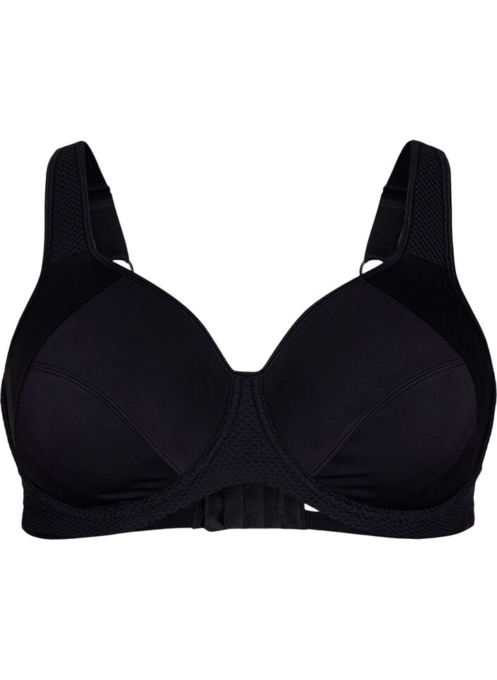 CORE, HIGH SUPPORT WIRE BRA - Sports bh med bøjle - Sort - Str. 90B - Zizzi