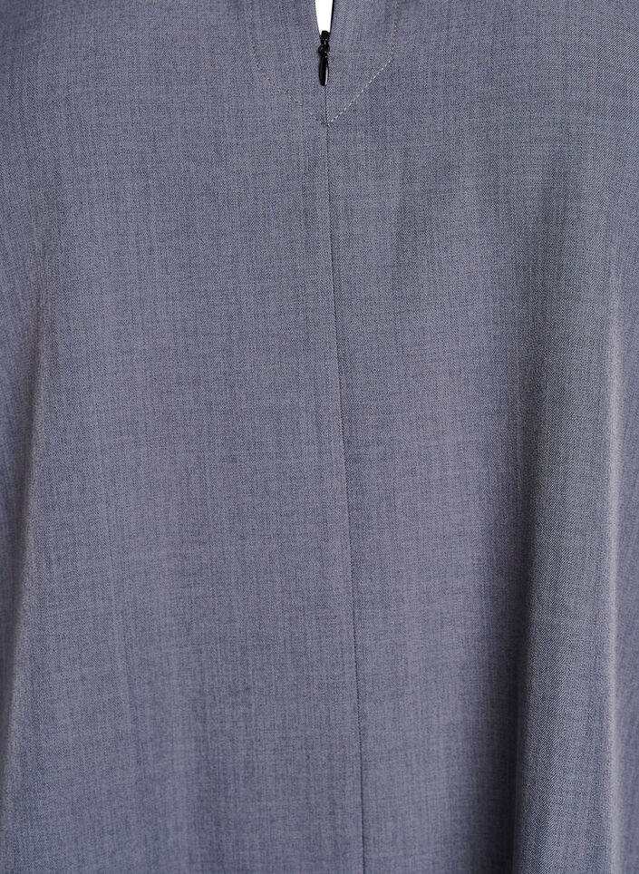 Kort A-formet kjole med lynlås og 3/4-ærmer - Grå - Str. S - Zizzi