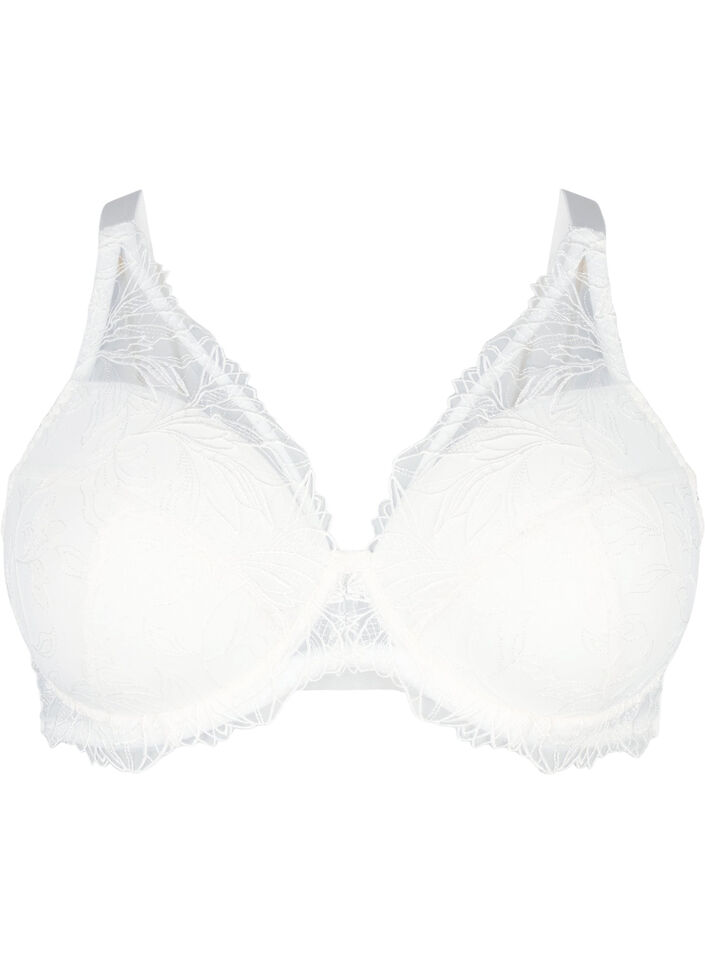 Vatteret blonde bh med bøjle - Hvid - Str. 95B - Zizzi