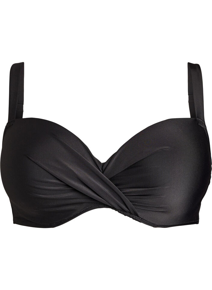 Bikini bh med bøjle og drapering - Sort - Str. 90B - Zizzi