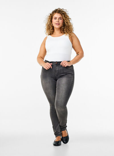 Super slim Amy jeans med høj talje - Blå - Str. 40-64 - Zizzi