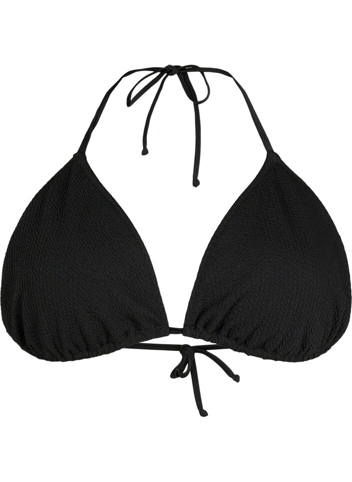 Trekants bikini bh med crepe struktur - Sort - Str. 46 - Zizzi