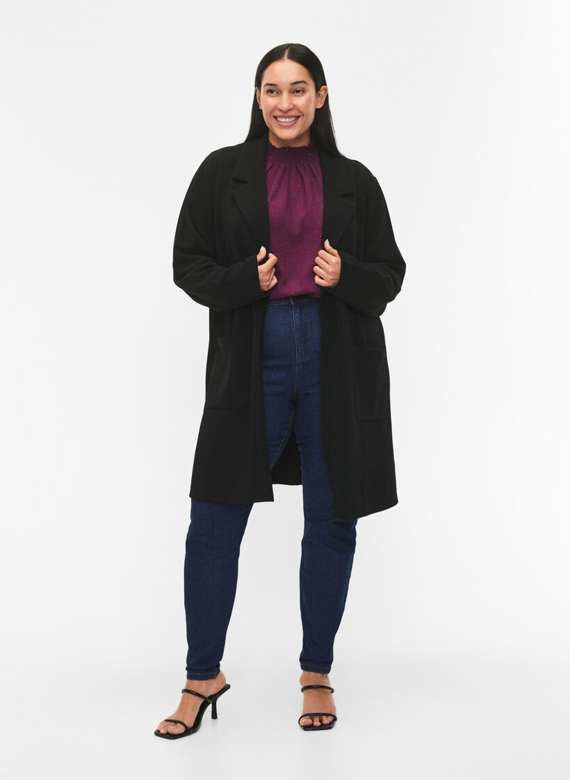 FLASH - Lang blazer med lommer - Sort - Str. 42-64 - Zizzi