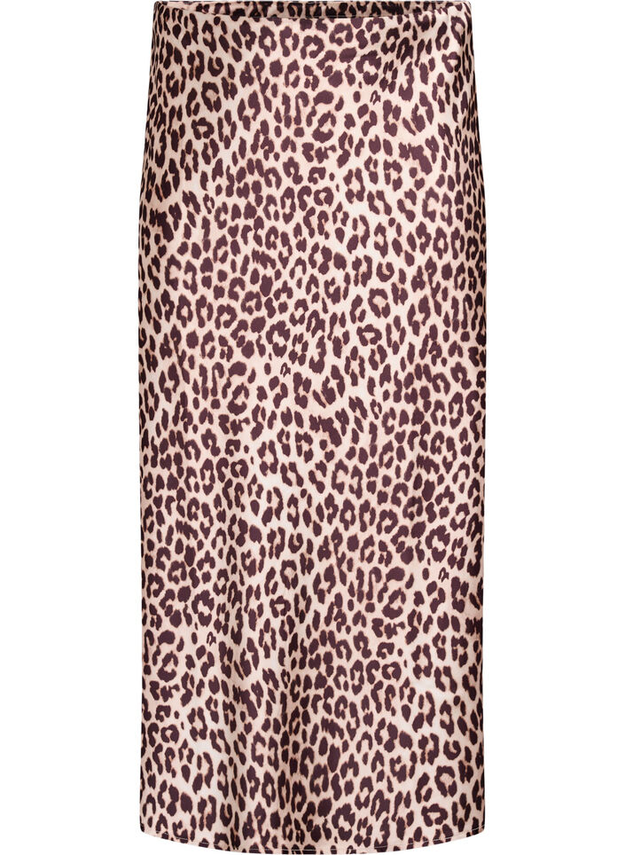 Satin midi-nederdel - Brun - Str. XS - Zizzi